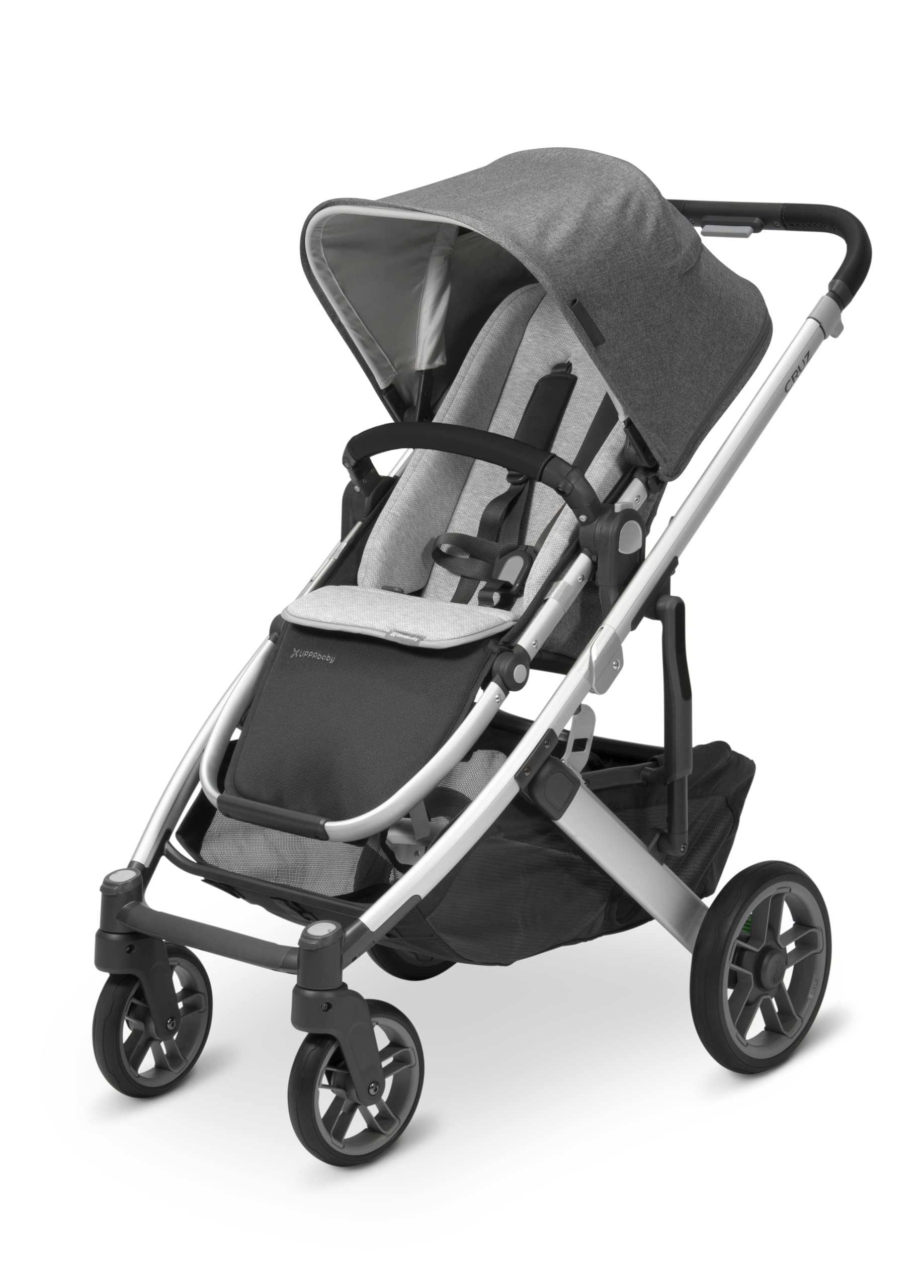 Cruz V2 Stroller -Anthony (White & Grey Chenille/Carbon/Chestnut Leather) + Infant Snug Seat