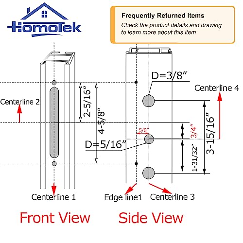 HOMOTEK 1 Pack Patio Door Handle Set, Replacement Sliding Door Handle with Key for Sliding Patio Door Thickness from 1-1/2" to 1-3/4", 3-15/16" Screw Hole Spacing, Mortise Lock, Reversible, White
