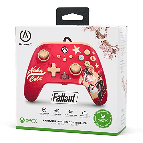 PowerA Enhanced Wired Controller for Xbox Series X|S - Fallout: Nuka Cola, Detachable 10ft USB-C Cable, Mappable Buttons and Rumble Motors, Officially Licensed for Xbox