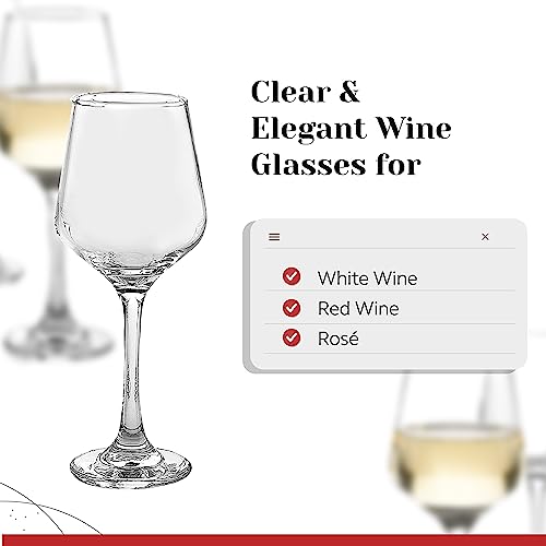 White and Red Wine Glasses - Premium Classic 10 oz Wine Glasses Set for Hosting Various Parties & Occasions - Dishwasher-Friendly Clear Stemmed Wine Glasses - PARNOO White & Red Wine Glasses Set of 6