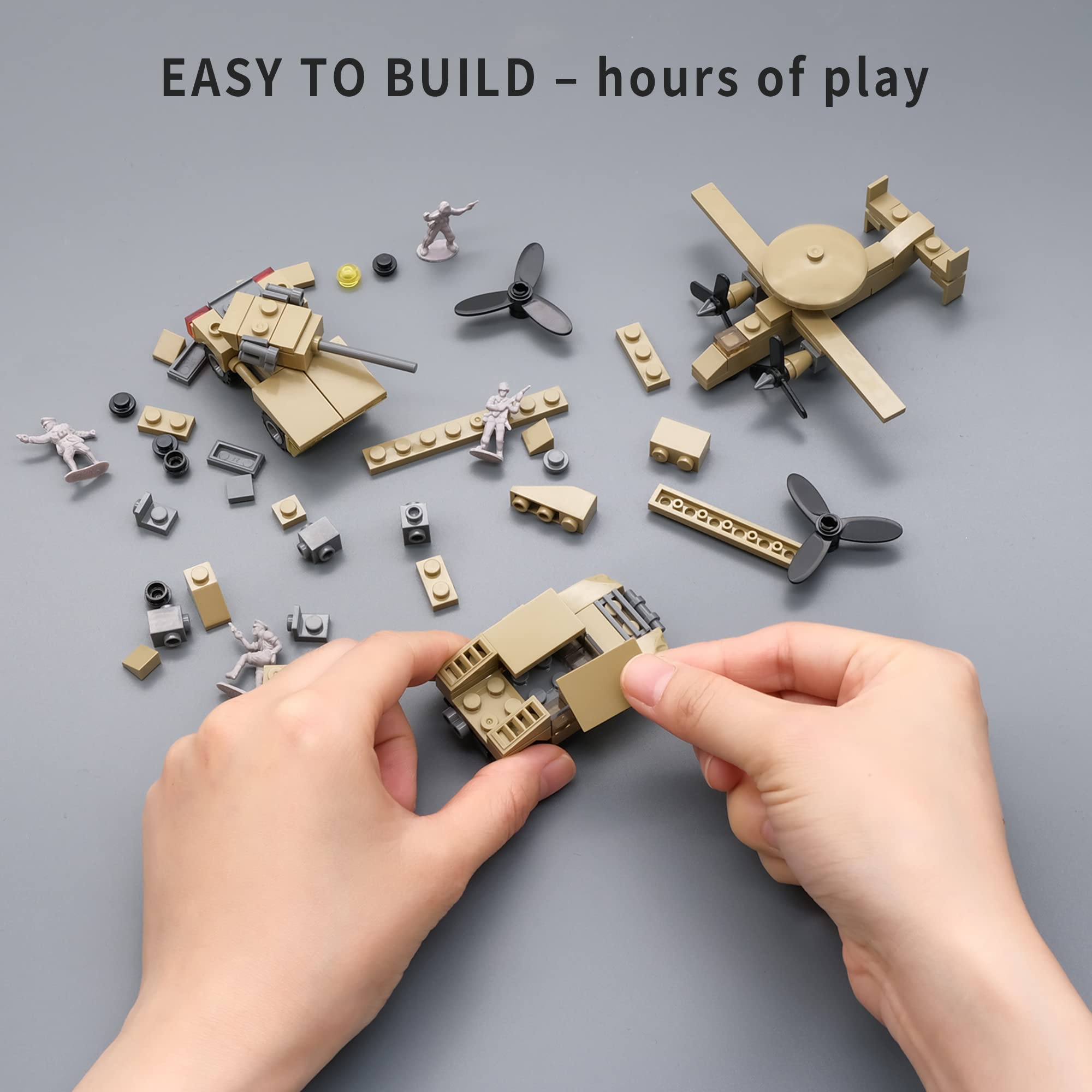 WW2 Army Building Blocks Toys Set Compatible with Lego, Create a German Dora Cannon or 16 Small Military Vehicles, with 20 Toy Soldiers, for Boys Kids Age 6 7 8 Year Old