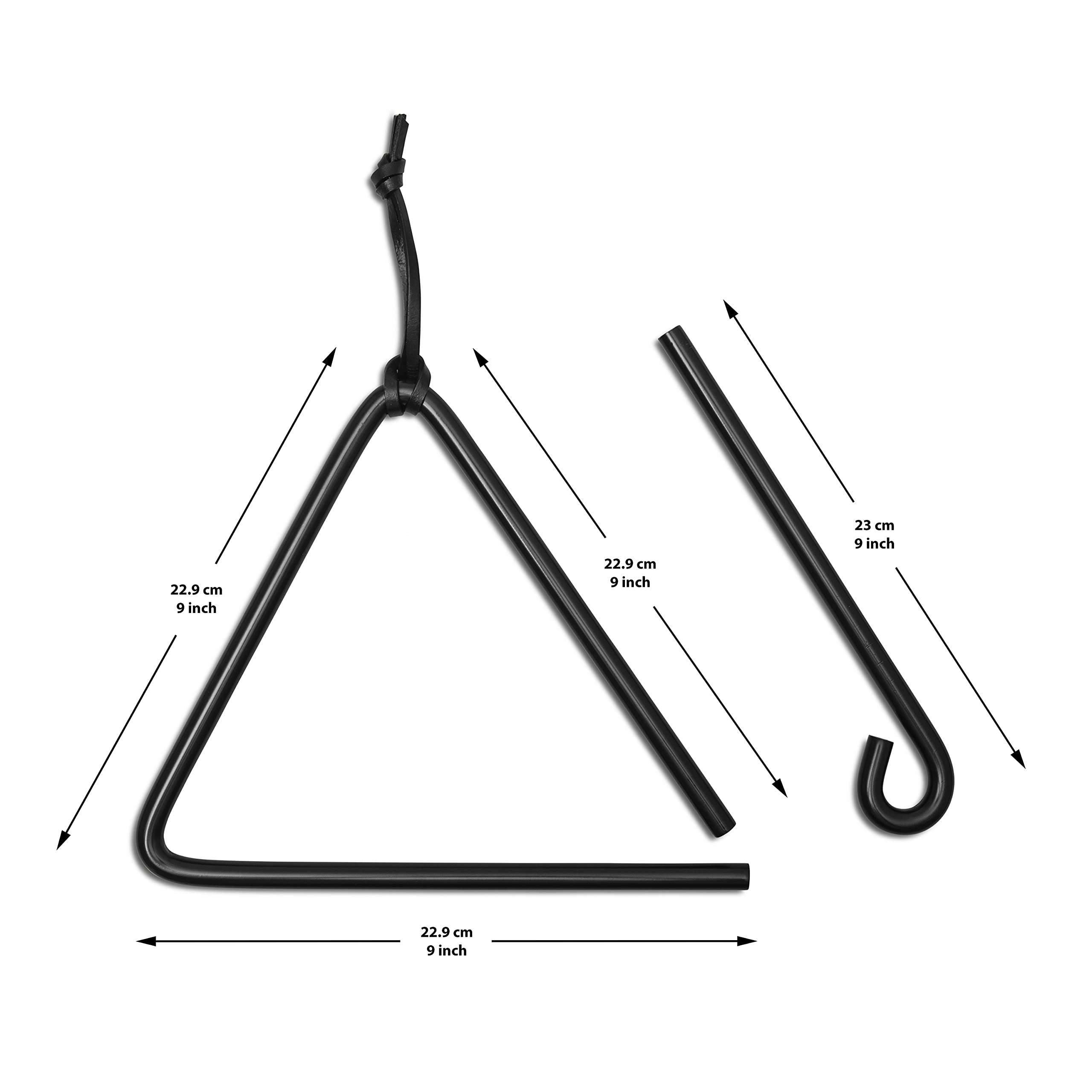BURGE TIME Triangle Instrument - Heavy-Duty Cast Iron - 9" - Old-Fashioned Cowboy Dinner Bell - Rustic Farmhouse Antique Style - Loud Chime, Hang Indoor or Outdoor - Complete with Call Bell