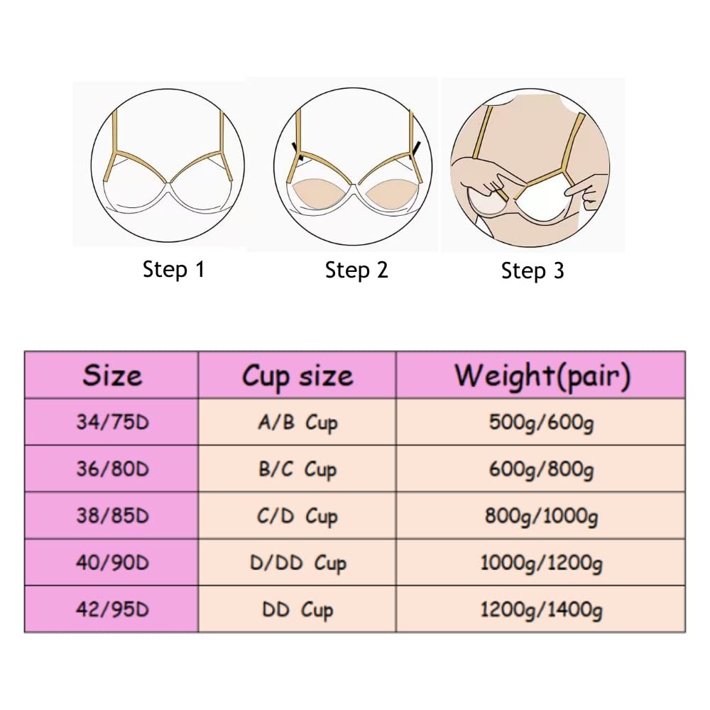BMLen Silicone Breast Form Pocket Bra for Crossdressers Mastectomy(34,red