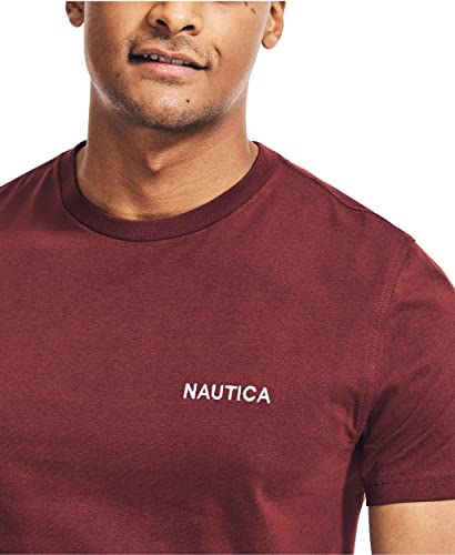 Nautica Men's Short Sleeve Solid Crew Neck T-Shirt, Royal Burgundy, X-Large
