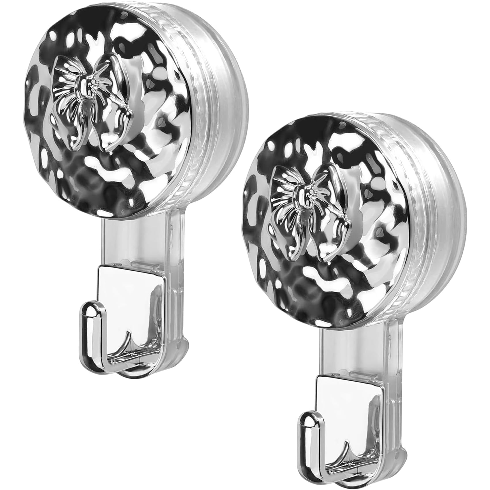 G.TWONG Suction Cup Hooks,Reusable Vacuum Suction Hooks Suction Cup Hangers for Window Glass Wall,Wreath Holder Outdoor (Silver, 2pcs)