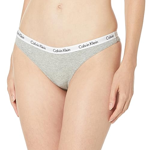 Calvin Klein Women's Carousel Logo Cotton Stretch Thong Panties, 5 Pack, Black/Nymphs Thigh/Tawny Port/Grey Heather/Ck Confetti Black, Medium
