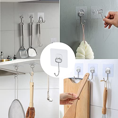 JIQGOZBAN 10 Packs Adhesive Command Hooks, Heavy Duty Wall Hook for Hanging, Waterproof Stick on Hooks for Keys Pictures Bathroom Shower Outdoor Kitchen Door Curtain Rods No Drilling 13lb(Max)
