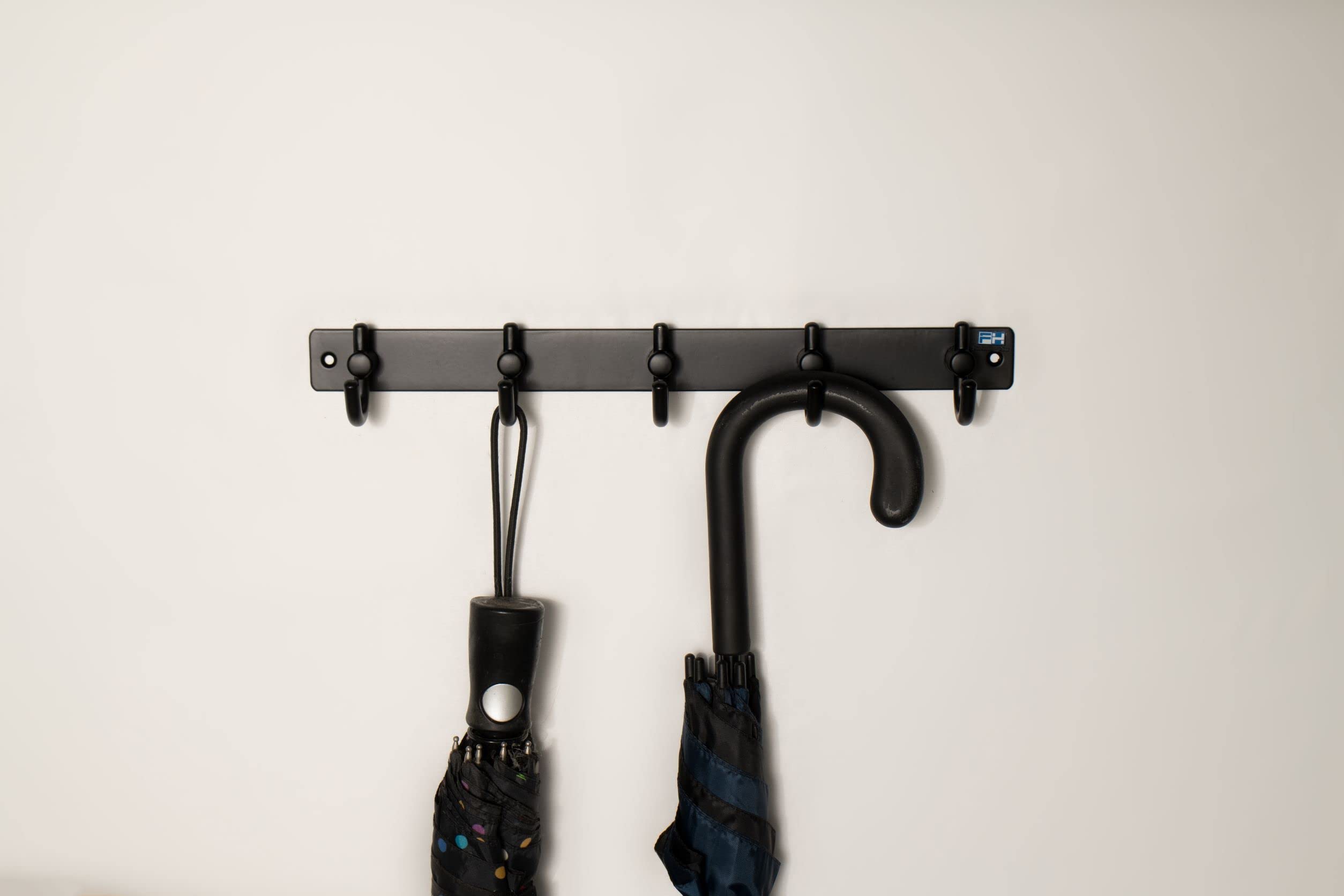 FantasHome 15" Wall Mounted Metal Hook Rack with 5 Hooks - Black