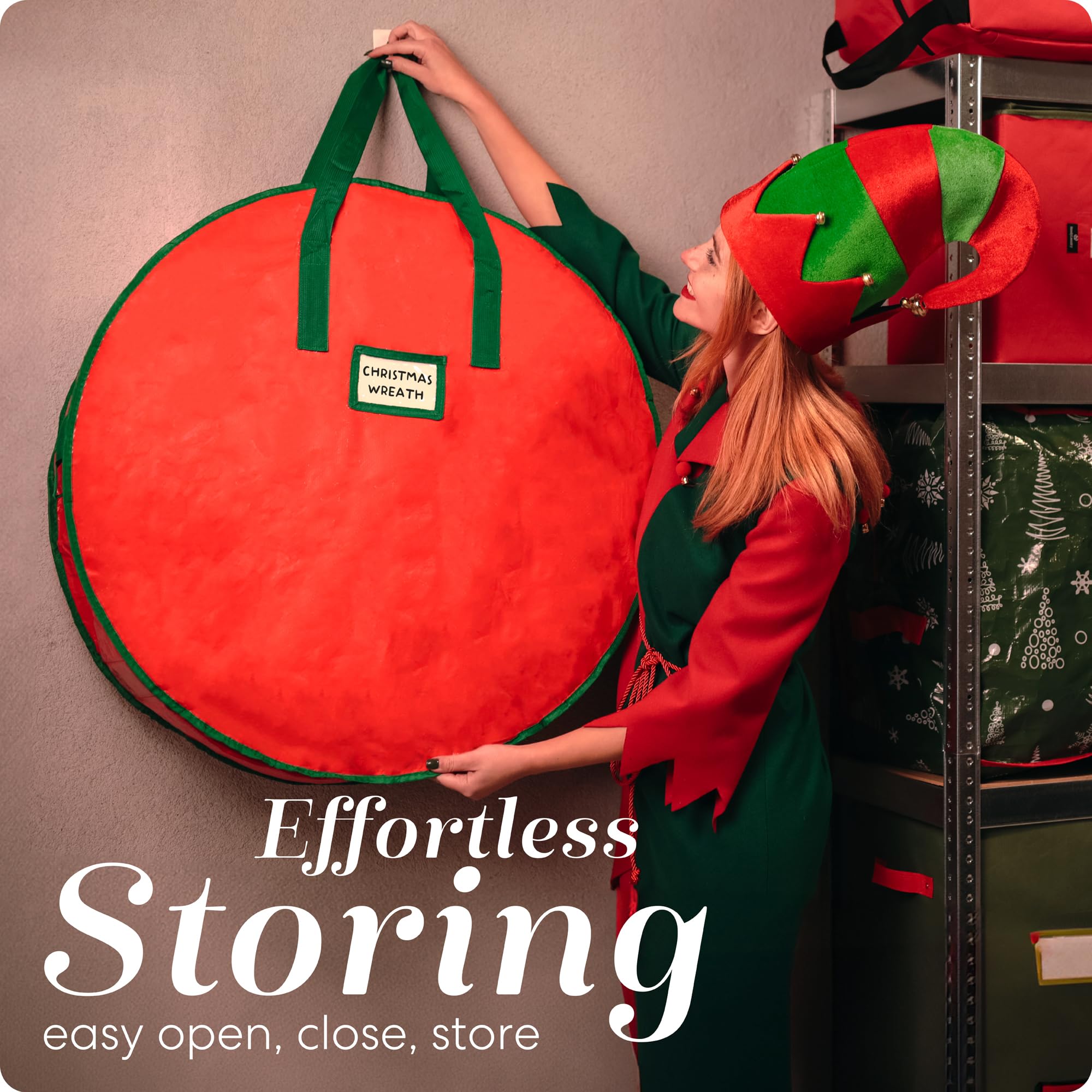 Handy Laundry, Christmas Wreath Storage Bag - Durable, Tarp Material, Zipper, Sturdy Carry Handles, Pest Protection - Ideal Home, Garage Organization for Seasonal Holiday Wreath Decorations (24")