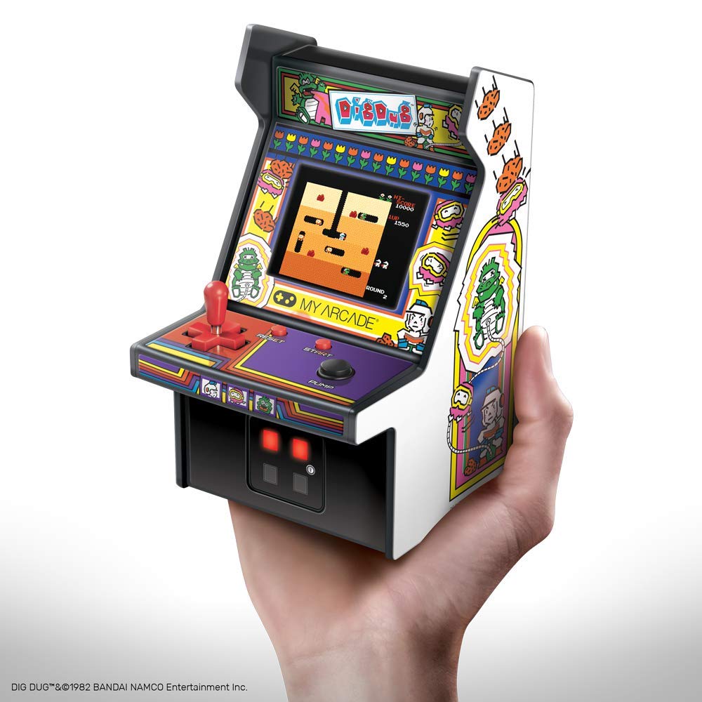 My Arcade Dig Dug Micro Player -Collectible Miniature-Fully Playable, 6.75 Inch Collectible, Color Display, Speaker, Volume Buttons, Headphone Jack (DGUNL 3221) - Electronic Games