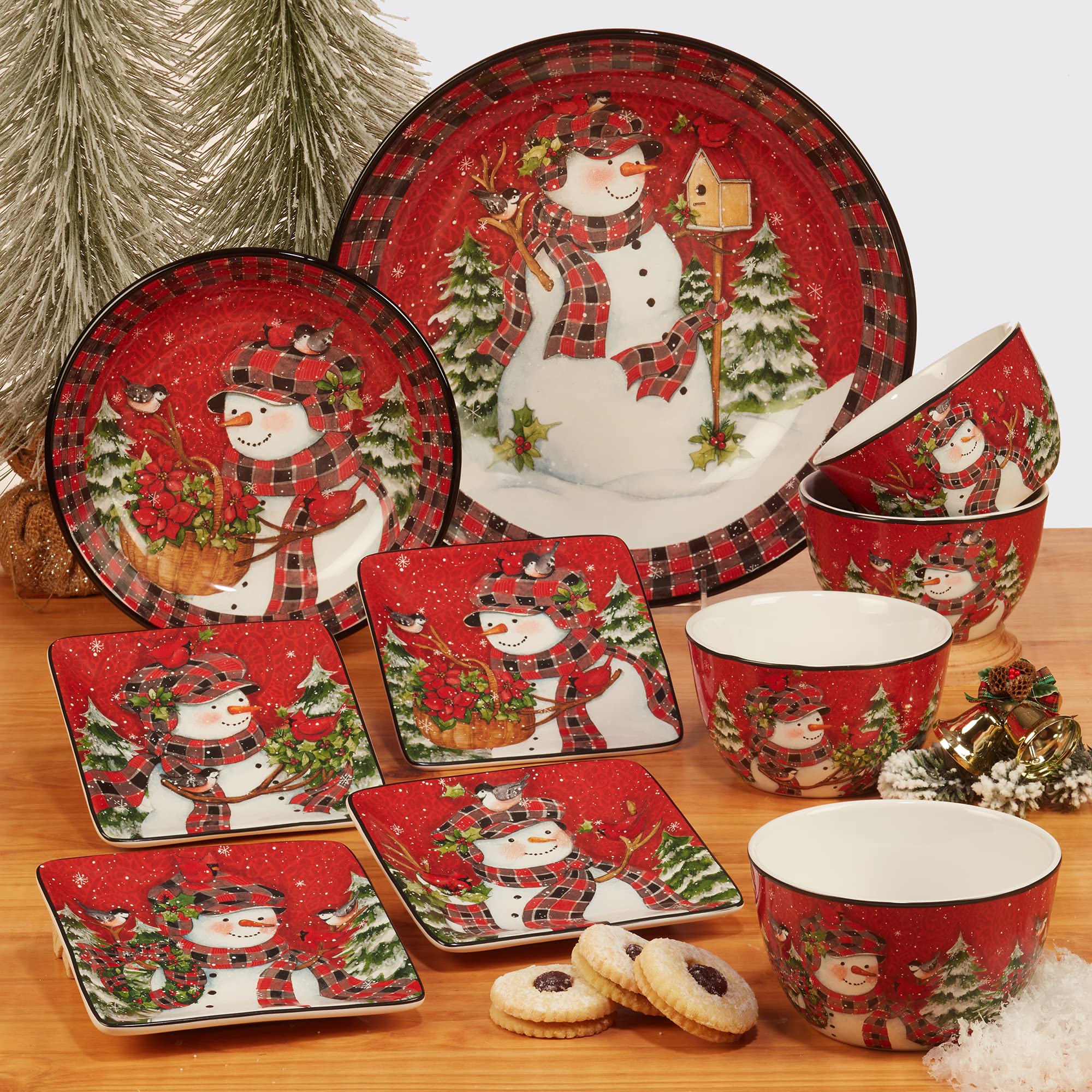Certified International Christmas Lodge Snowman 3-D Cookie Jar, 96 oz, Multicolor