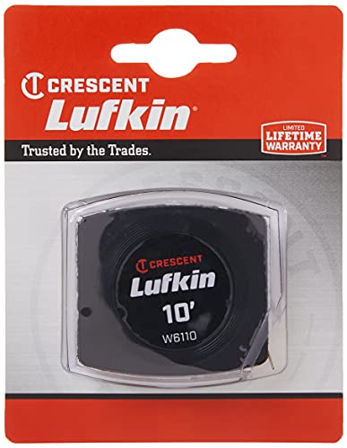 Crescent Lufkin 1/4" x 10' Pee Wee Yellow Clad Pocket Tape Measure - W6110 , Black