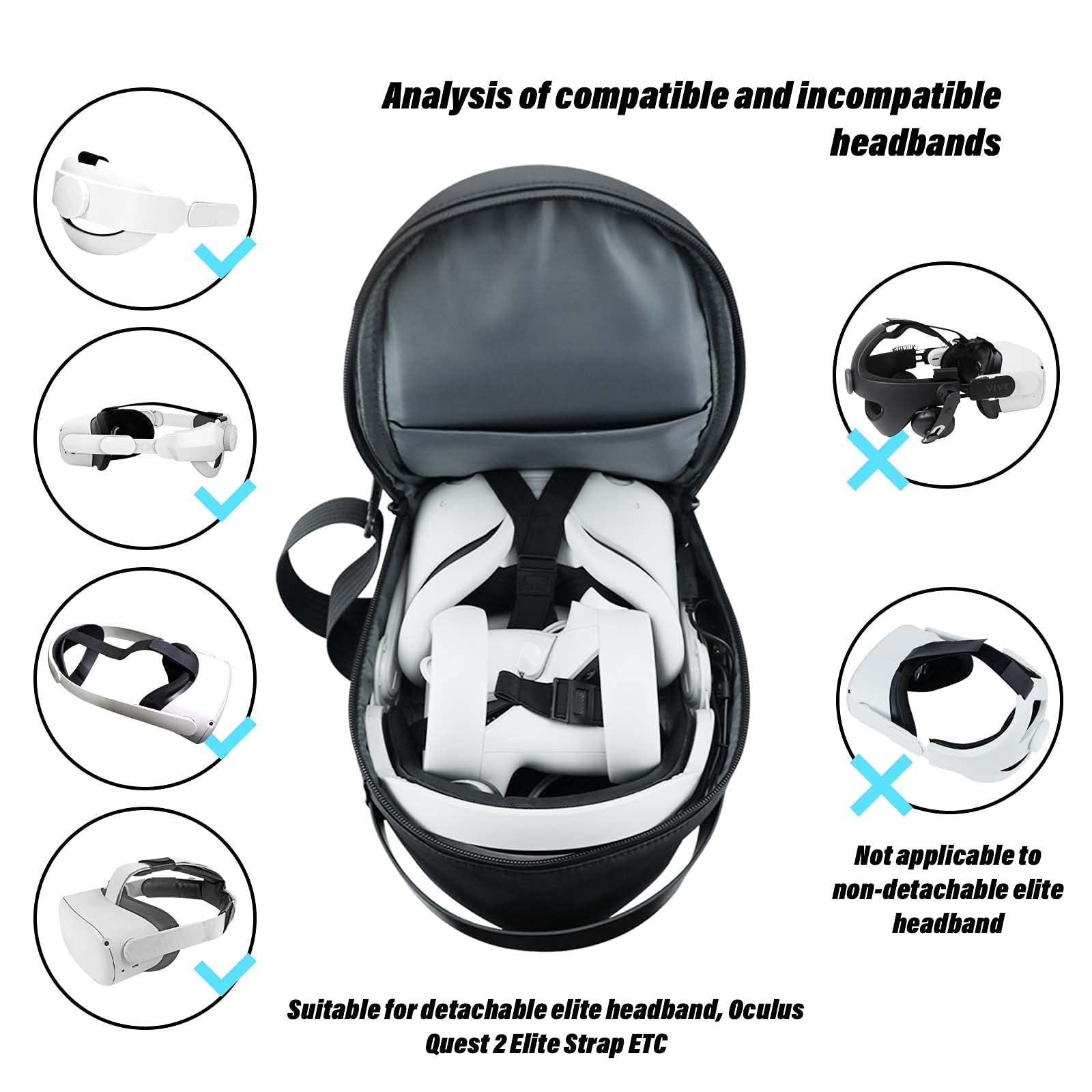 Carrying Case for Oculus Quest 2, Hard Chest Shoulder Backpack for Oculus Quest 2 VR Headset and Controllers Accessories Protective Crossbody Shoulder Chest Backpack Fit for Elite Strap