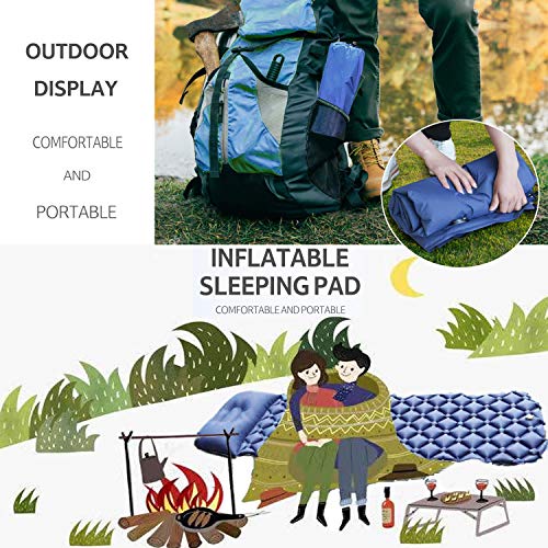 Camping Sleeping Pad - Mat Hiking Air Mattress Lightweight, Inflatable & Compact, Camp Sleep Pad with Pillow for Backpacking Traveling (Blue)