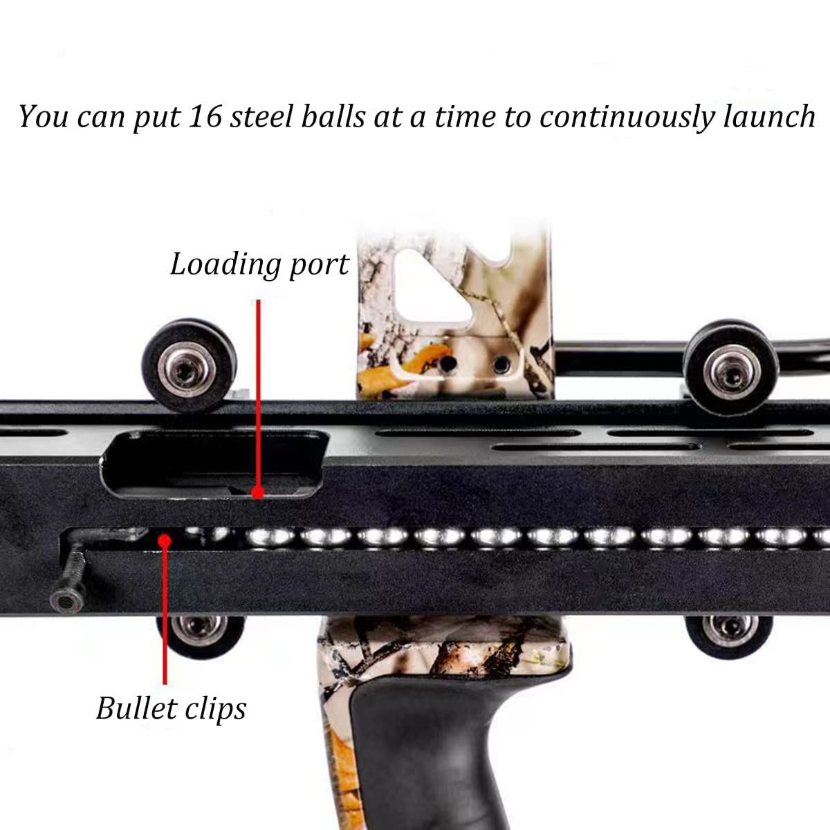 Compound Bow Steel Ball Track Launcher 20-70lbs Composite/Recurve Bow Assistant ,Stores up to 16 15mm Steel Balls,Single/Double Launch