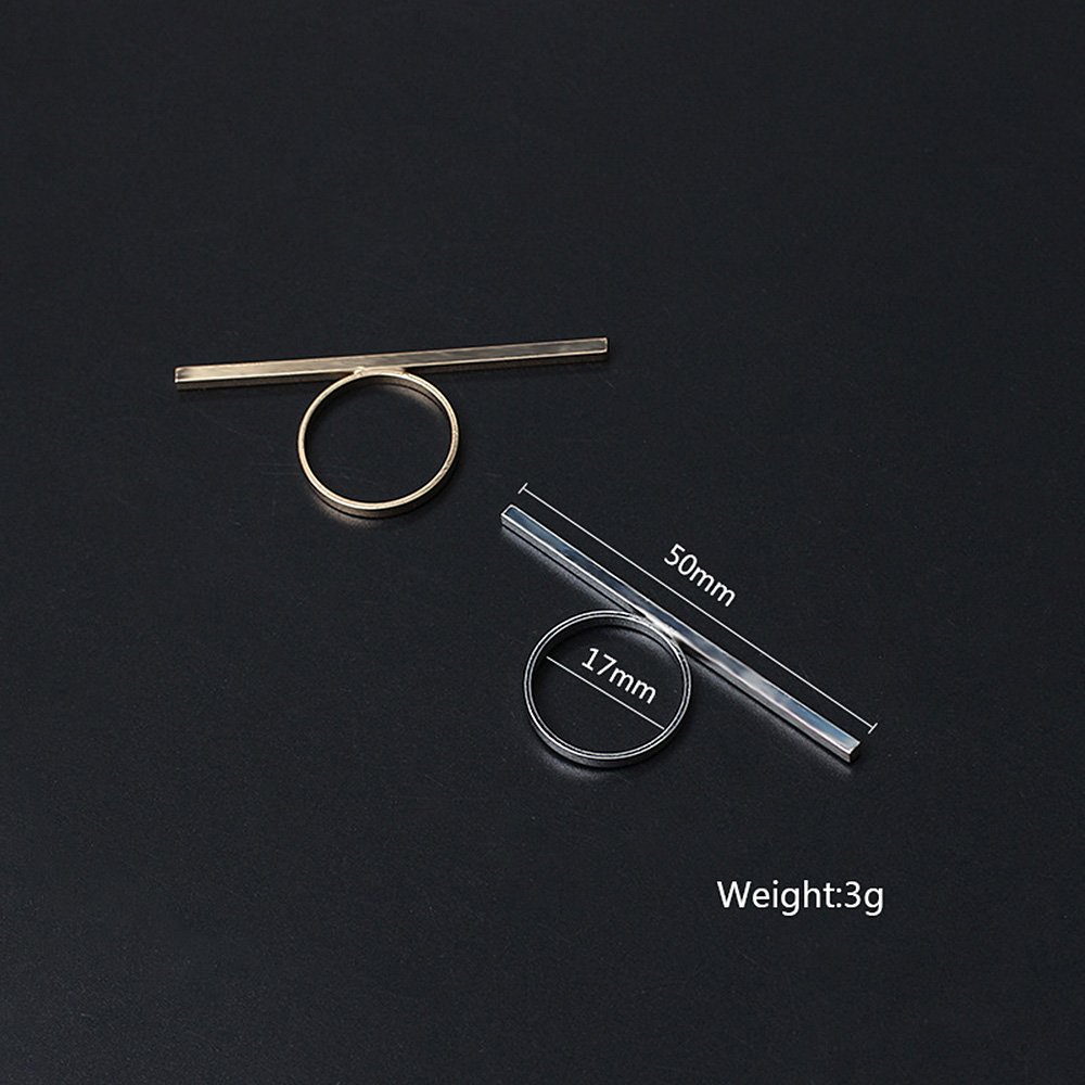 MINGHUA Silver Bar Geometric Square Finger Ring for Women Party Gift (Gold)