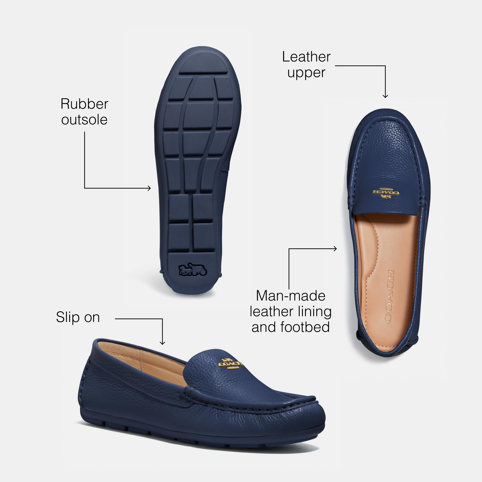 COACH Women's Flats Marley Driver, Color True Navy, Size 6