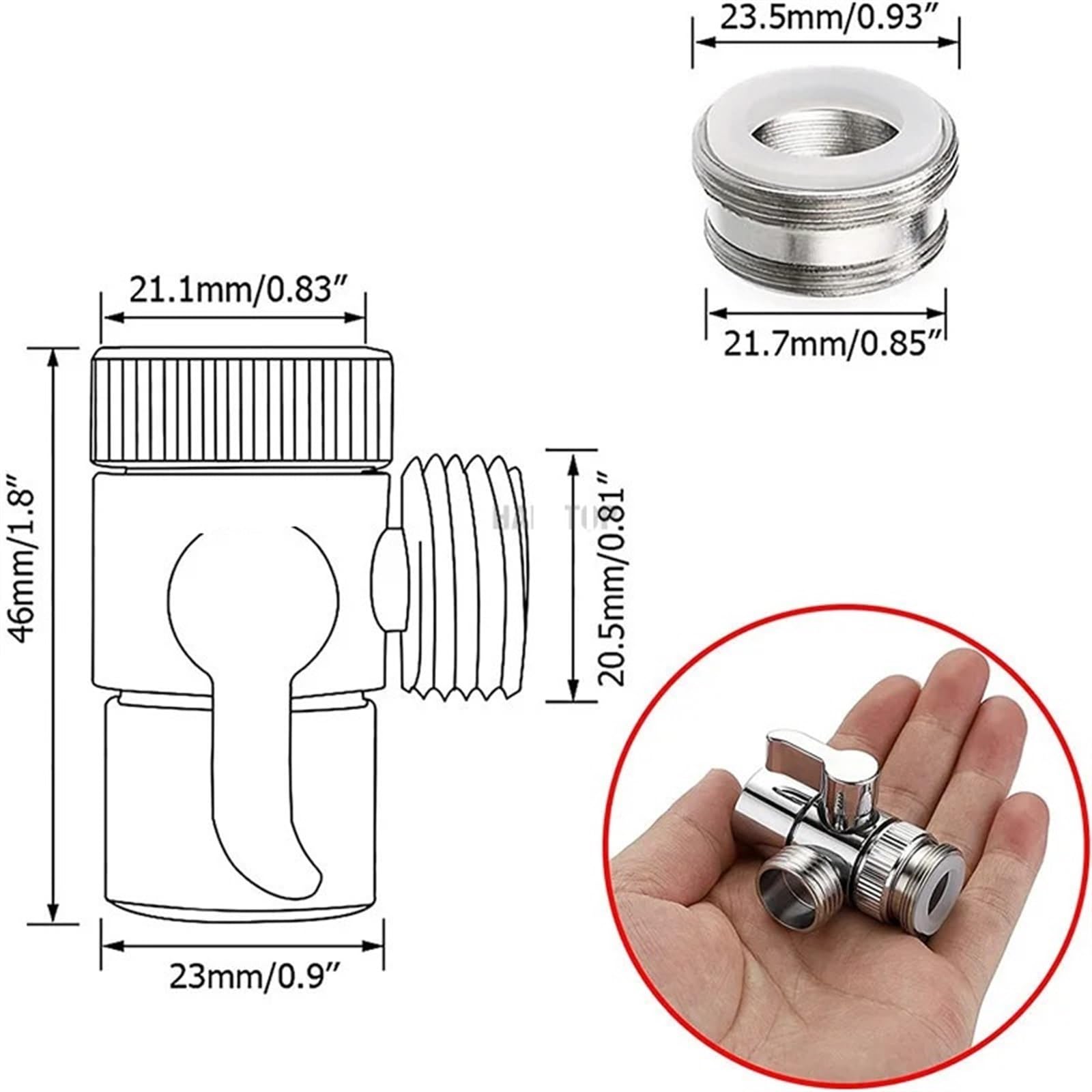 GAJUST M22/M24 Switch Faucet Adapter Kitchen Sink Splitter Diverter Valve Water Tap Connector for Toilet Bidet Shower Bathroom Kitchen (Color : Zinc Alloy)