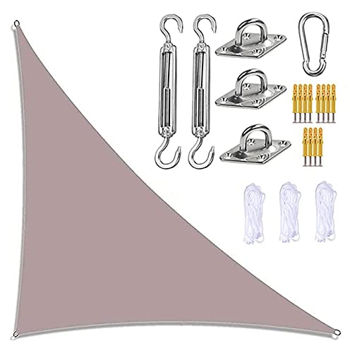 JLCP Triangular Awning Sun Protection Garden Balcony Patio Weather Resistant Breathable UV-Protection 3X4x5m Sun Shade Sail with 3 Ropes and Fixing Kit,Light Brown