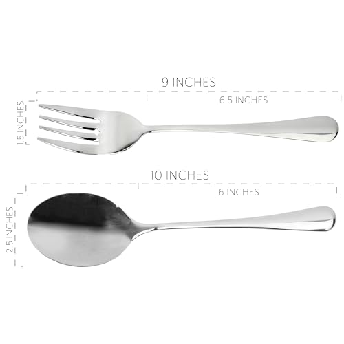 Cornucopia Serving Spoons & Large Serving Forks Set (4 pack, 2 of each); Buffet & Banquet Style Elegant Classic Serving Utensils