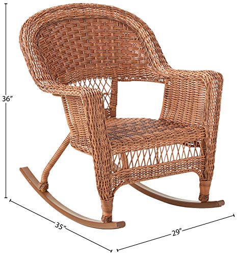Jeco Set of 2 Wicker Rocker Chairs, Honey