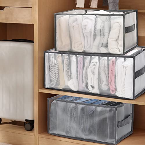 IrbingNii Clothes Organizer for Wardrobe Closet Jeans Pants Organizer Foldable Drawer Clothes Compartment Storage Box(Grey)