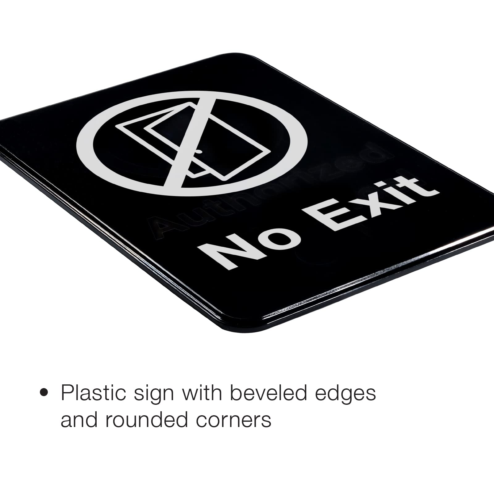 Excello Global Products No Exit Sign: Easy to Mount Informative Plastic Sign with Symbols 9" x 3", Pack of 3 (Black)