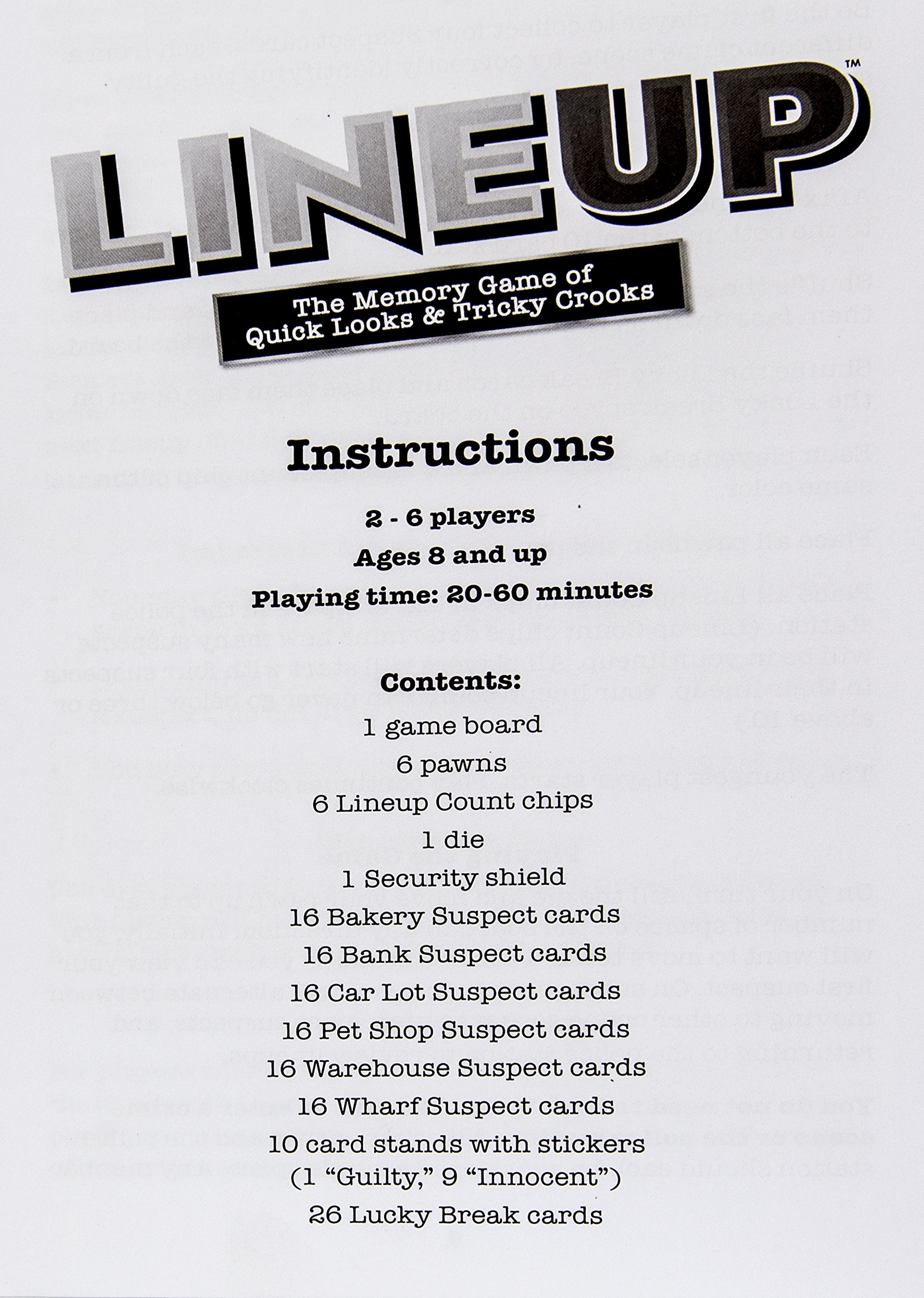 MindWare LineUp β Stimulating Memory Board Game with a Great Playing Time and Comical Crime Mystery Suspense for Ages 8 and Up