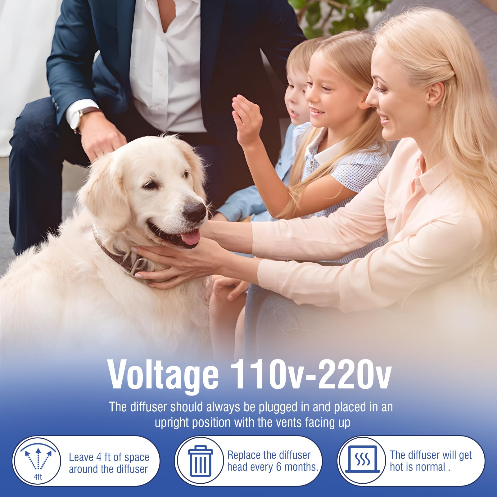 Dog Pheromone Calming Diffuser 4 In 1 Appeasing Pet Pheromones Diffuser to Calm Kit (Plug in+ 3 Pack 48ml Refill) for Anxiety Relief Reduce Barking Aggression Fighting Stress 90 Day Supply(Orange)