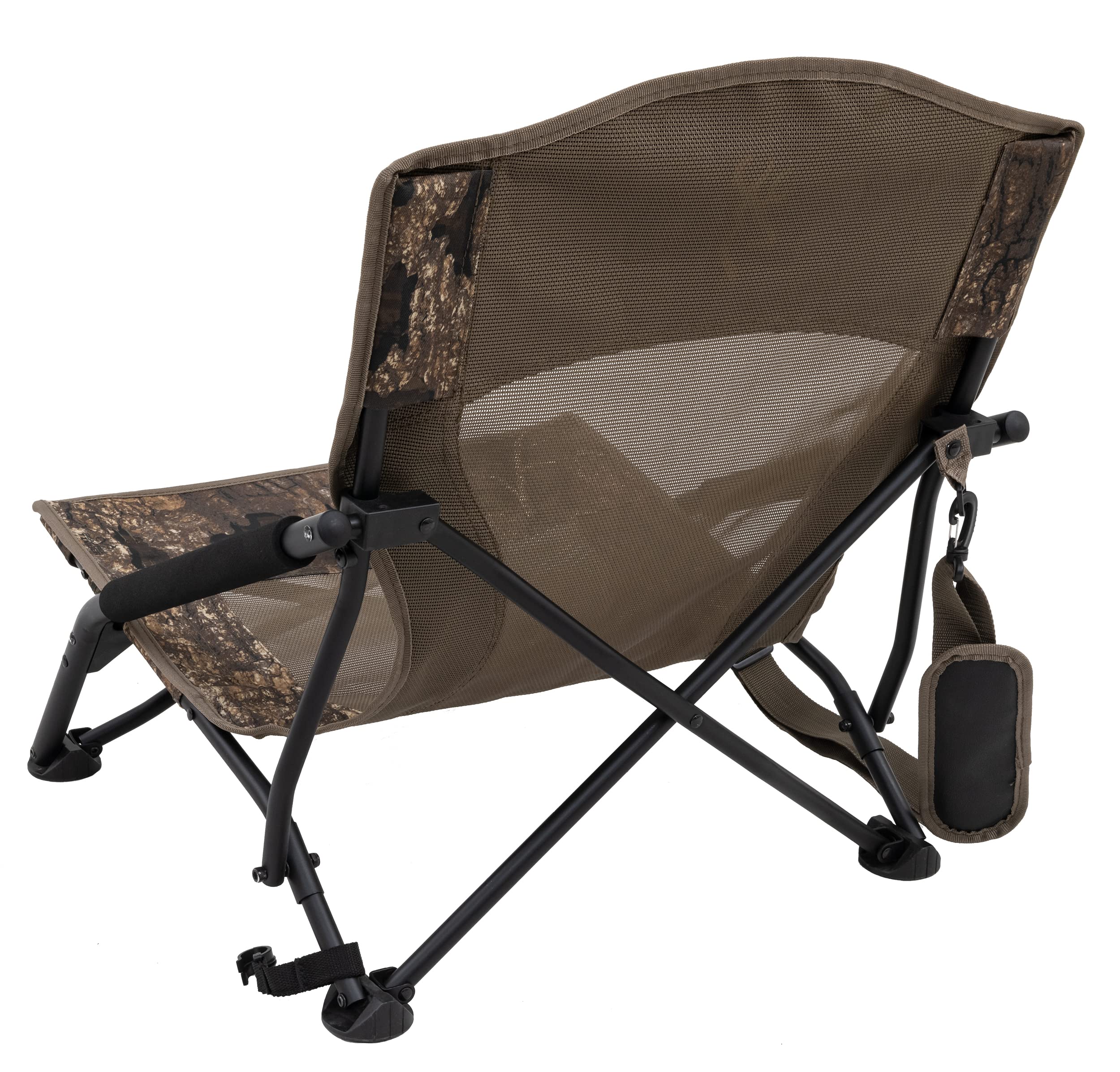 Browning Strutter Camo Turkey Hunting Chair with Foldable Low Profile Compact Design, Durable Steel Frame, and Padded Shoulder Carry Strap and Carry Bag