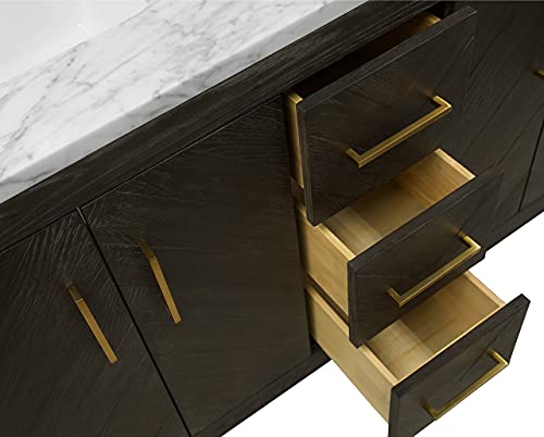 Kitchen Bath Collection Peyton 60-inch Double Bathroom Vanity (Carrara/Dark Oak): Includes Dark Oak Cabinet with Stunning Carrara Marble Countertop and White Ceramic Sinks