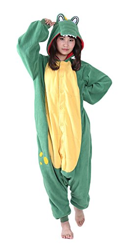 luyao188 Women's Green Crocodile Onesie Adult Pajamas Cosplay Costume Dinosaur