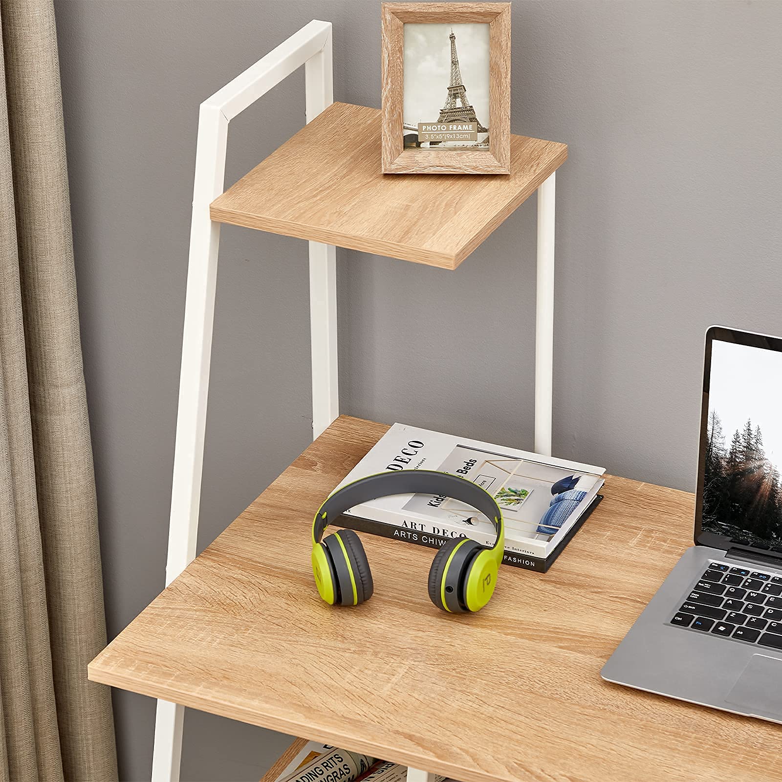 Coavas Office Desk Computer-Desk with Shelves 40" Small Desk with Shelves Study Table Desk with Bookshelf for Home Office, Beech
