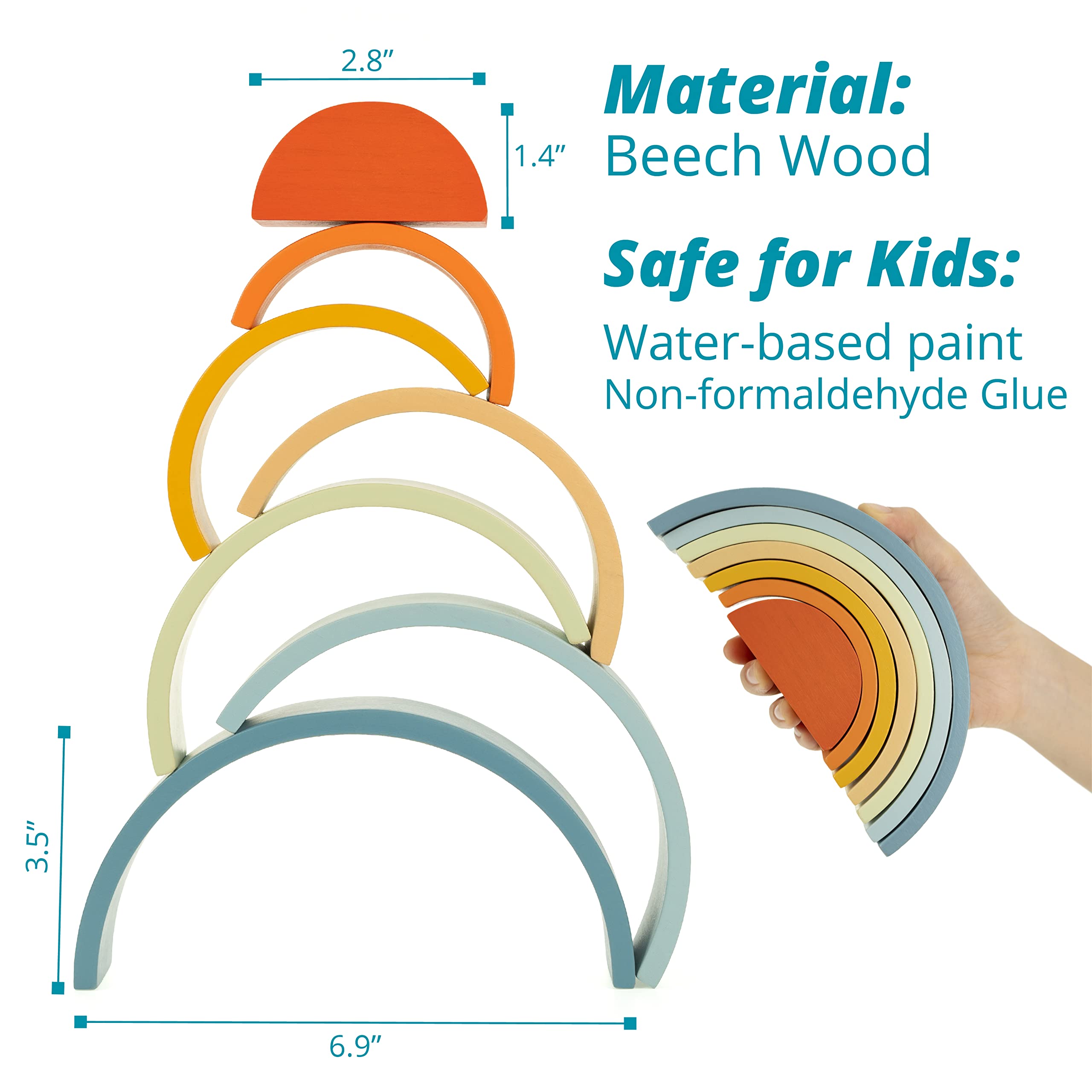 DUCKBOXX XX Wooden Rainbow Stacking Toy (Summer Color - 7 pcs)