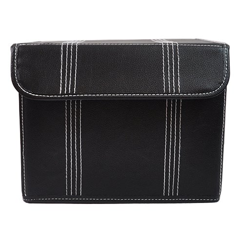 The Lucky Clover Trading Roosevelt Faux Leather Storage Box with Lid, Black Basket