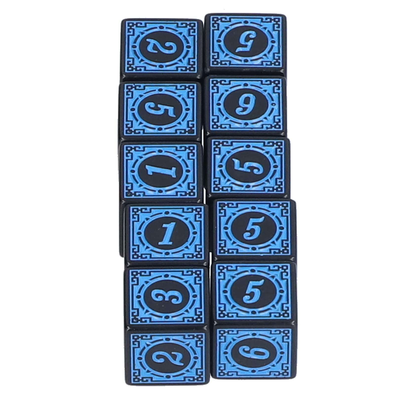 SOONALL 10pcs Dices, 6 Sided Dices with Number 1-6, Square Edged D6 Polyhedral DND Dice Set for Table Board Game(blue)