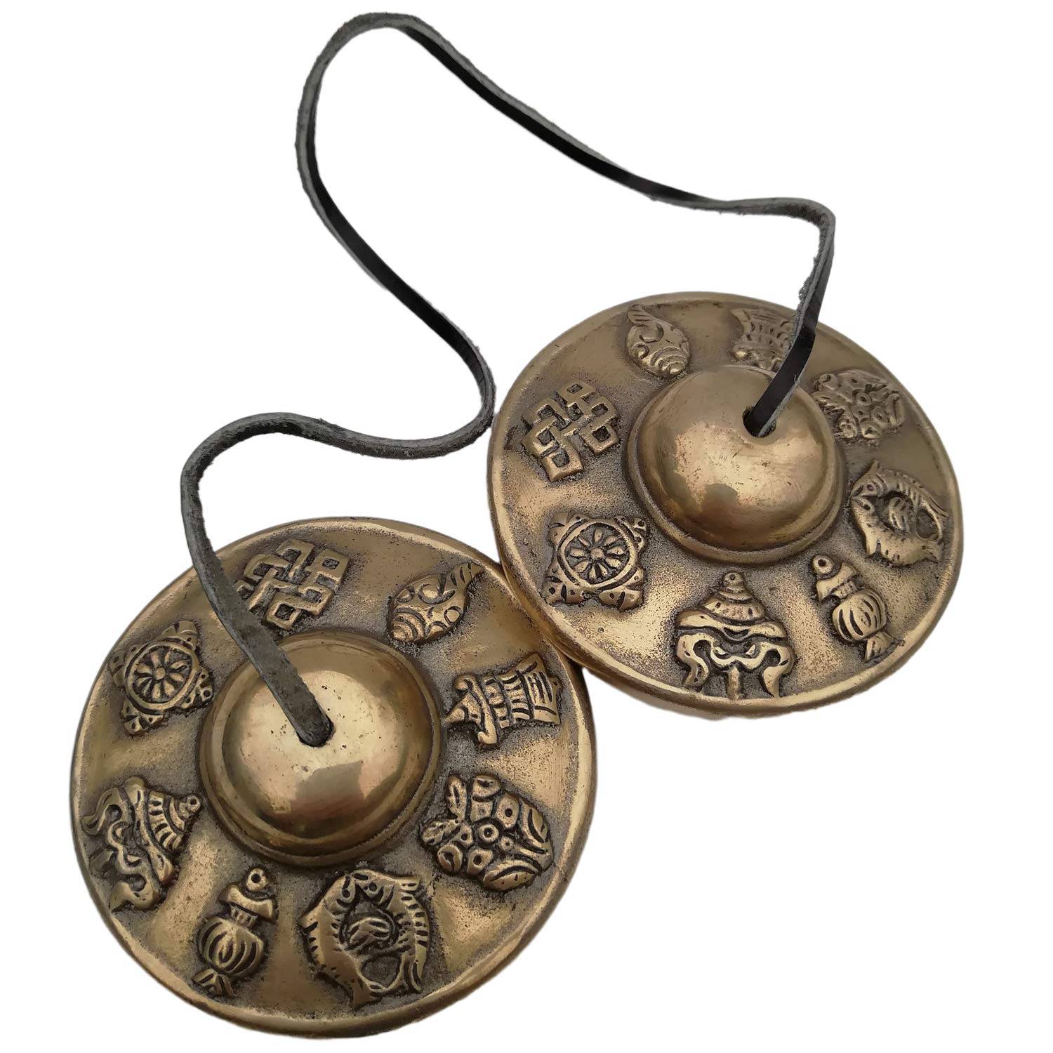 WingPower Tibetan Handmade Yoga Meditation Om Tingsha Bell Chimes Cymbal Set (2.6", 8 Lucky Symbols) Buddhist Bell - Yoga/Spiritual/Buddhist/Chimes/Hand percussion instrument/Home Decor Gift Set
