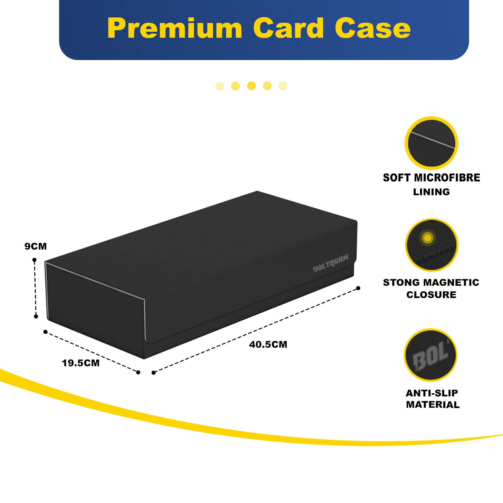 Premium Card Game Deck Storage Box and Playmat Case - Holds 550+ Double Sleeved Cards - YugiOh/MTG Card Holder Storage Case - Game Card Box with Mat Case and Removable Compartment (Black-Grey)
