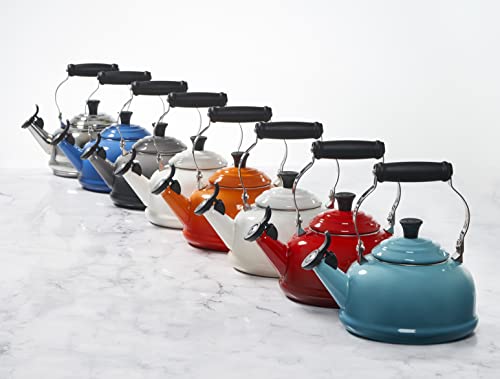 Le Creuset Enamel On Steel Whistling Tea Kettle, 1.7 qt., Caribbean