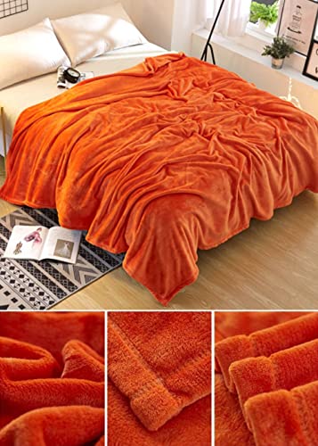 LIGUOGUO Orange Faux Fur Fleece Blankets Twin Size,Full Size,Queen Size - Soft Warm Fuzzy Bed Blankets/Bed Sheets/Bedspreads,Cozy Throw Blankets for Bed,Couch,Sofa (All Season) 71x79 inch