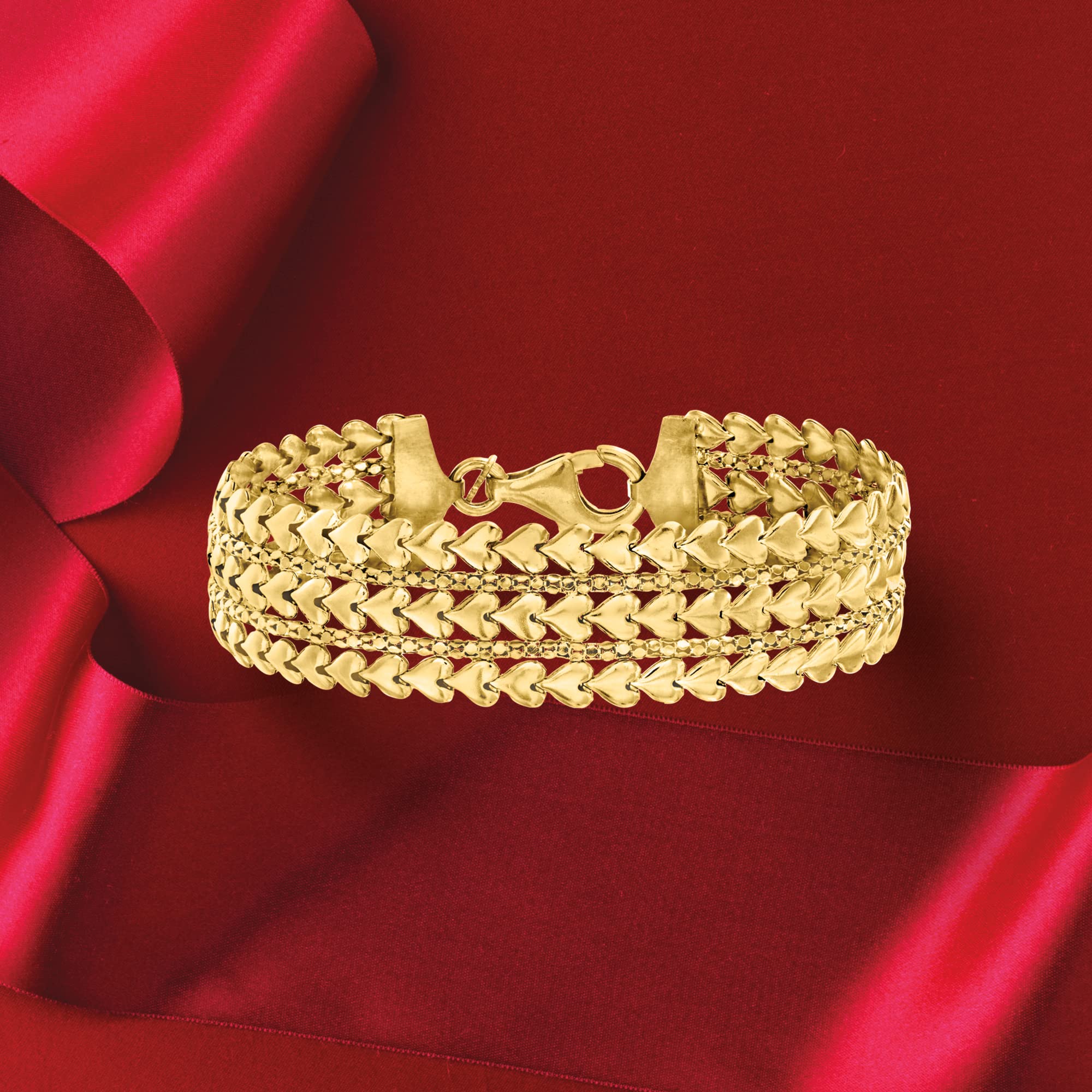 Ross-Simons Italian Sterling Silver Multi-Row Heart Bracelet