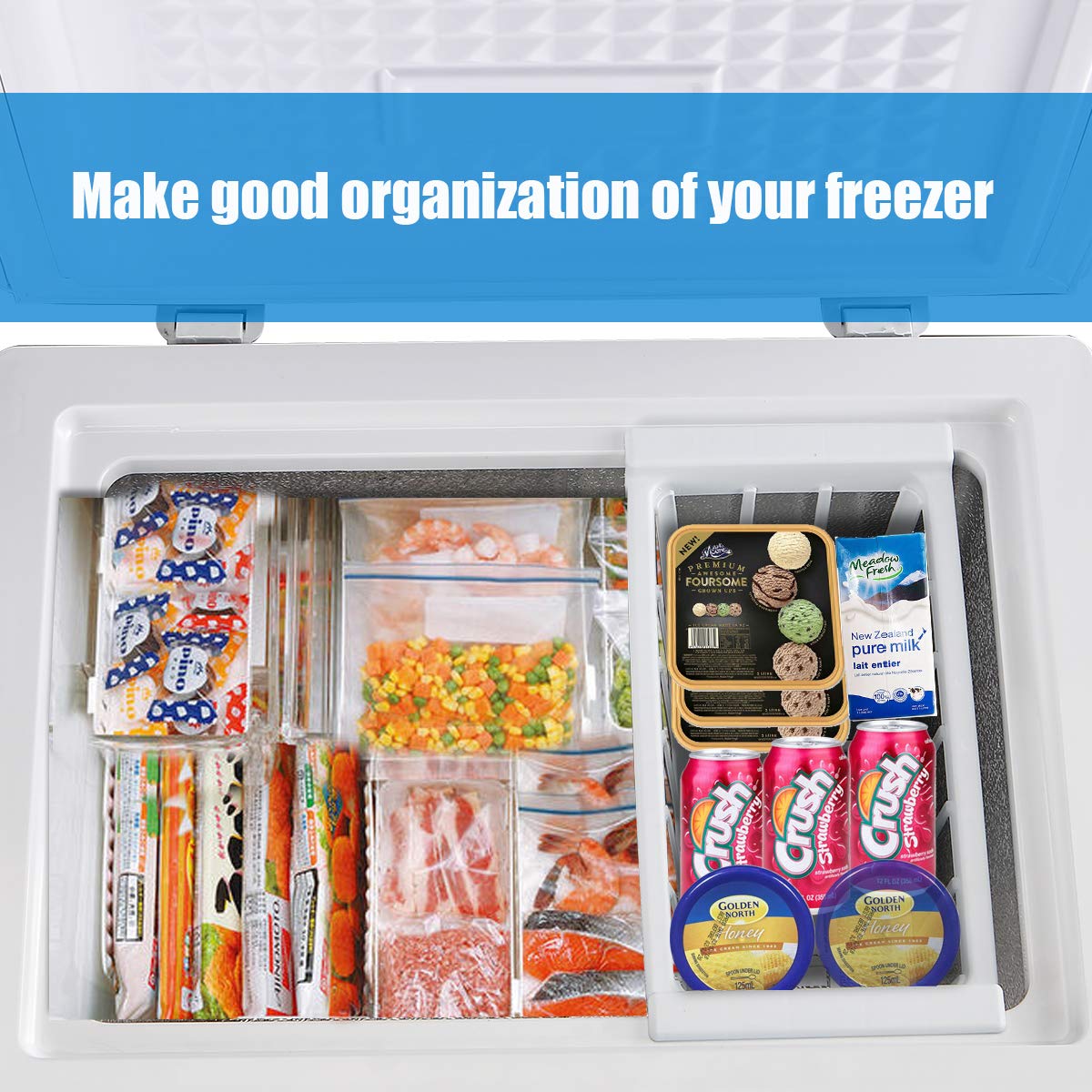 Chest Freezers Compact Mini Deep Freezer WANAI 3.5 Cu.Ft Free-standing Top Door Room Dorm Office Garage Freezer with 7 Adjustable Temp Control Removable Basket for Apartment Basement Business
