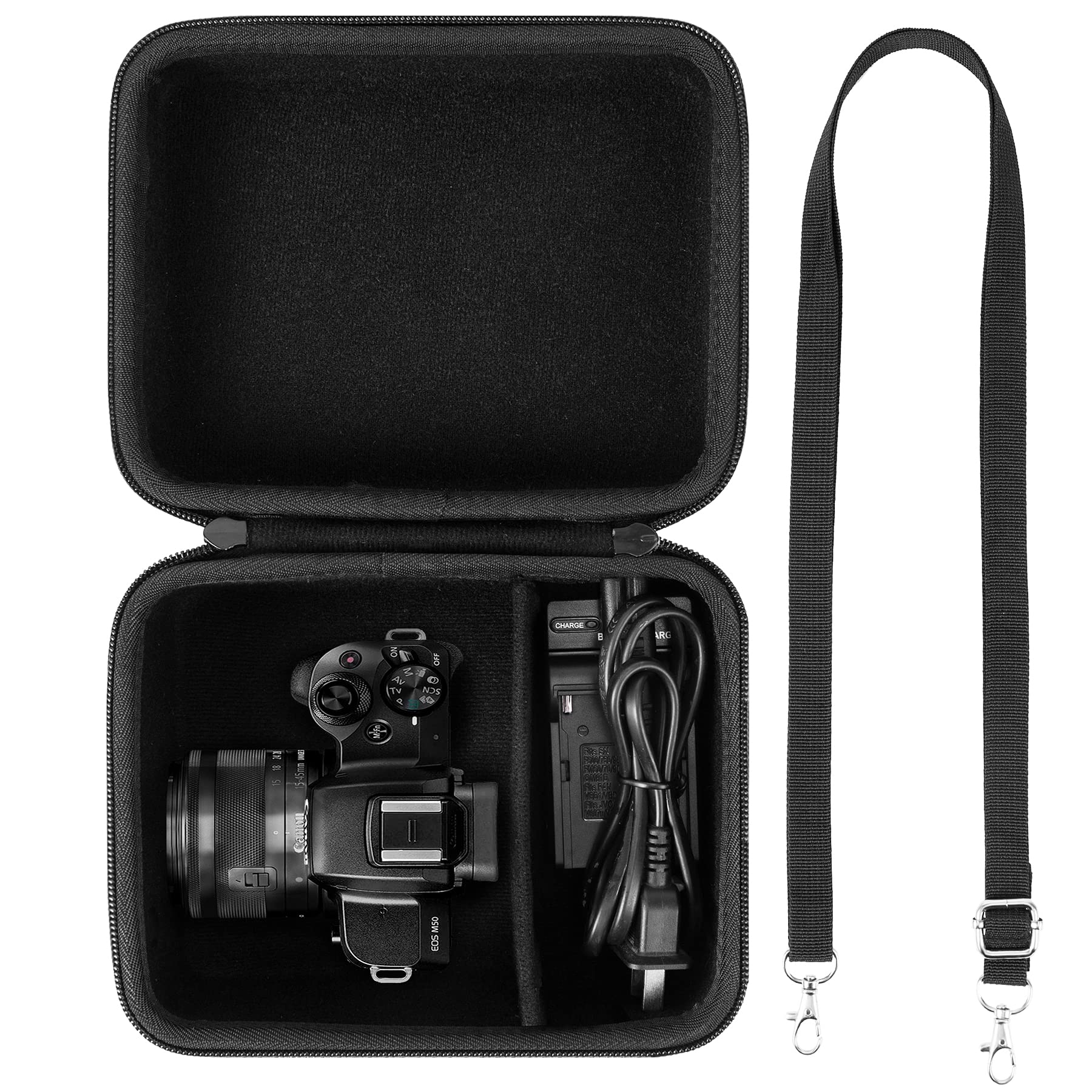 co2CREA Hard Case Replacement for Canon EOS M50 Mark II/Canon EOS M50 Mirrorless Camera Vlogging Camera Kit, Black Case