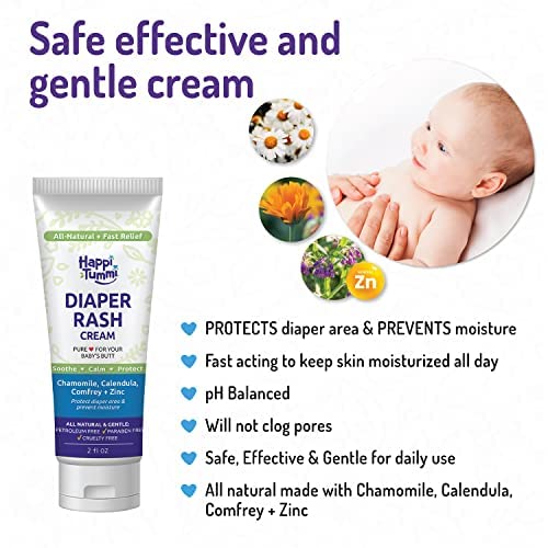 Happi Tummi Natural Colic Relief Blue Belly Band with Natural and Organic Diaper Rash Cream