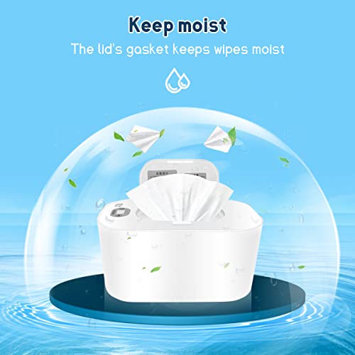 Wipe Warmer with Digital Display,Large Capacity Wipes Dispenser, 3 Modes of Temperature Heating Control,Warms Quickly and Evenly, Comfort and Safety for Baby(White)