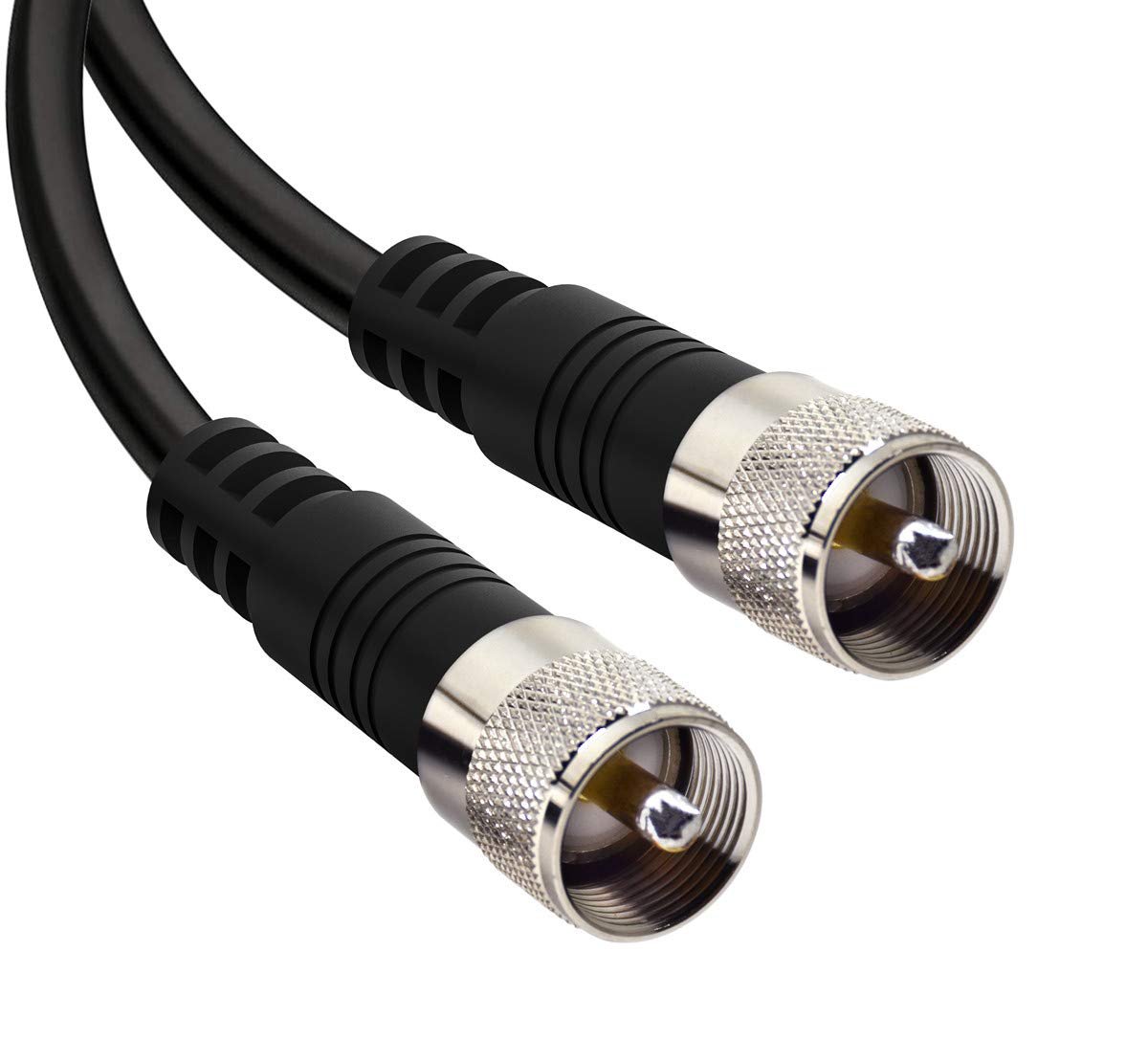 RFAdapter RG8x Jumper Cable, 2 Pack 2ft CB Coax Cable PL259 UHF Connector 50 ohm Low Loss for Ham Radio, Antenna Analyzer, Dummy Load and SWR Meter