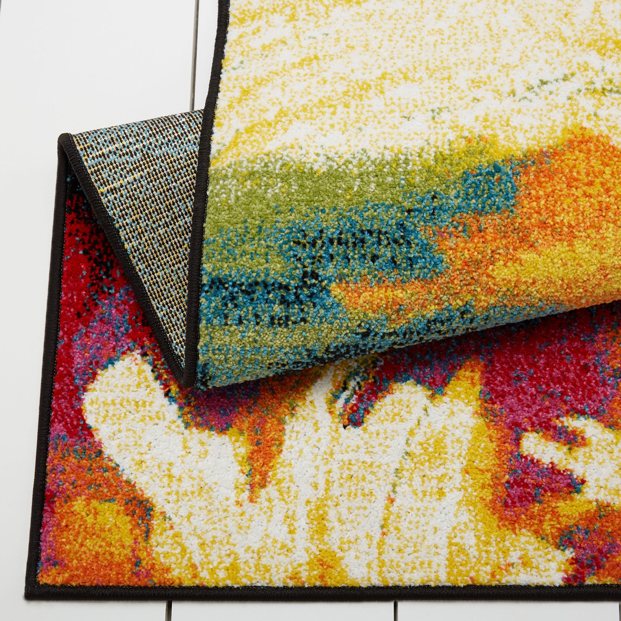 Home Dynamix Splash Mondrian Area Rug 19.6"x31.5", Abstract Black/Blue/Pink/Yellow