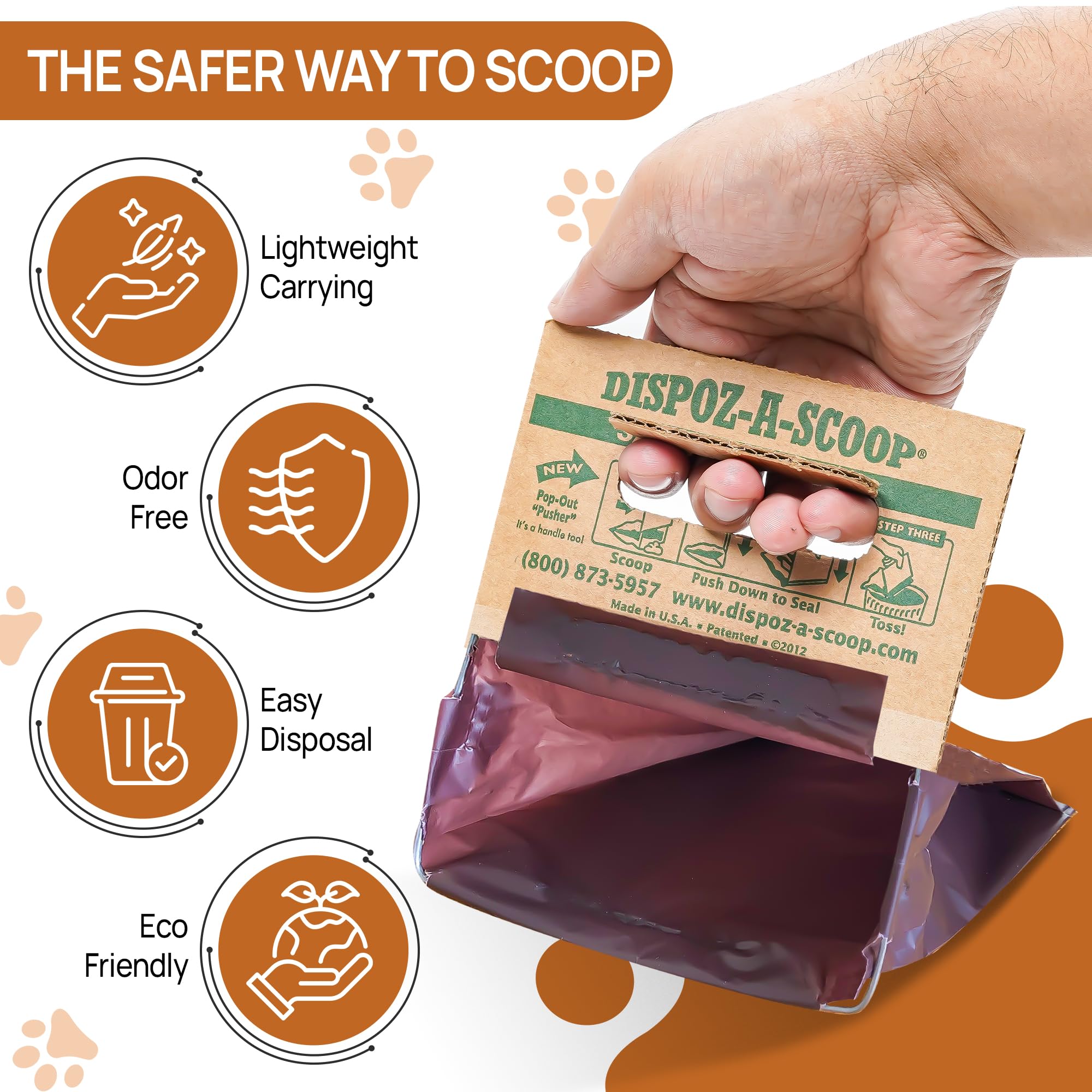 Dispoz-A-Scoop "Scoop-Seal-Disposeā Dog Pooper Scooper with Bag Attachment| No-Touch Pooper Scoopers Solution| Portable Pooper Scooper for Dogs Large and Small| Dog Poop Scooper for Yard Walk| (48)