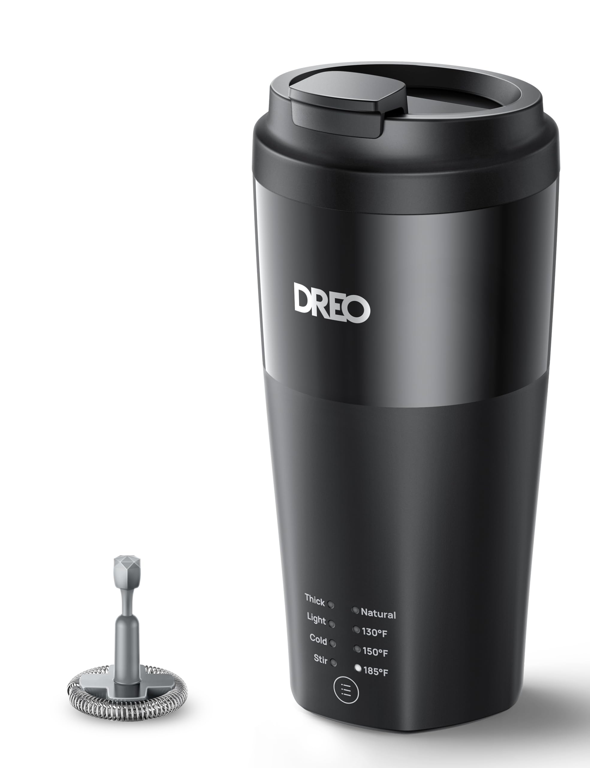 Dreo Milk Frother, 4-in-1 Electric Frother for Coffee, Hot and Cold Foam Maker for Cappuccino, Flat-white, Latte with Plant-based and Dairy Milk, Multi-stage, Easy to Clean, Temperature Control, Black