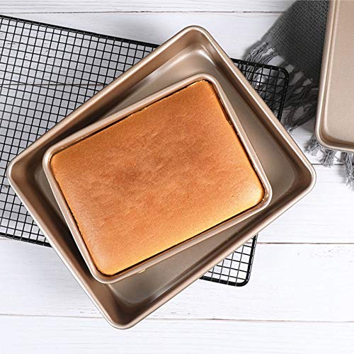 JOHO BAKING Deep Baking Pans Sets Nonstick,Baking Sheets for Oven,Bakeware Rectangular Cake Pan Set,3 Piece,Gold